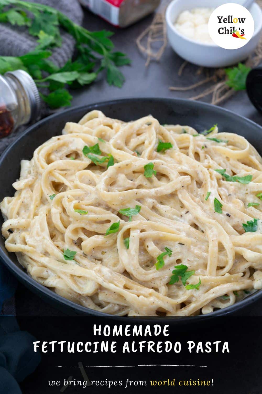 Fettuccine Alfredo Pasta Recipe - Yellow Chili's