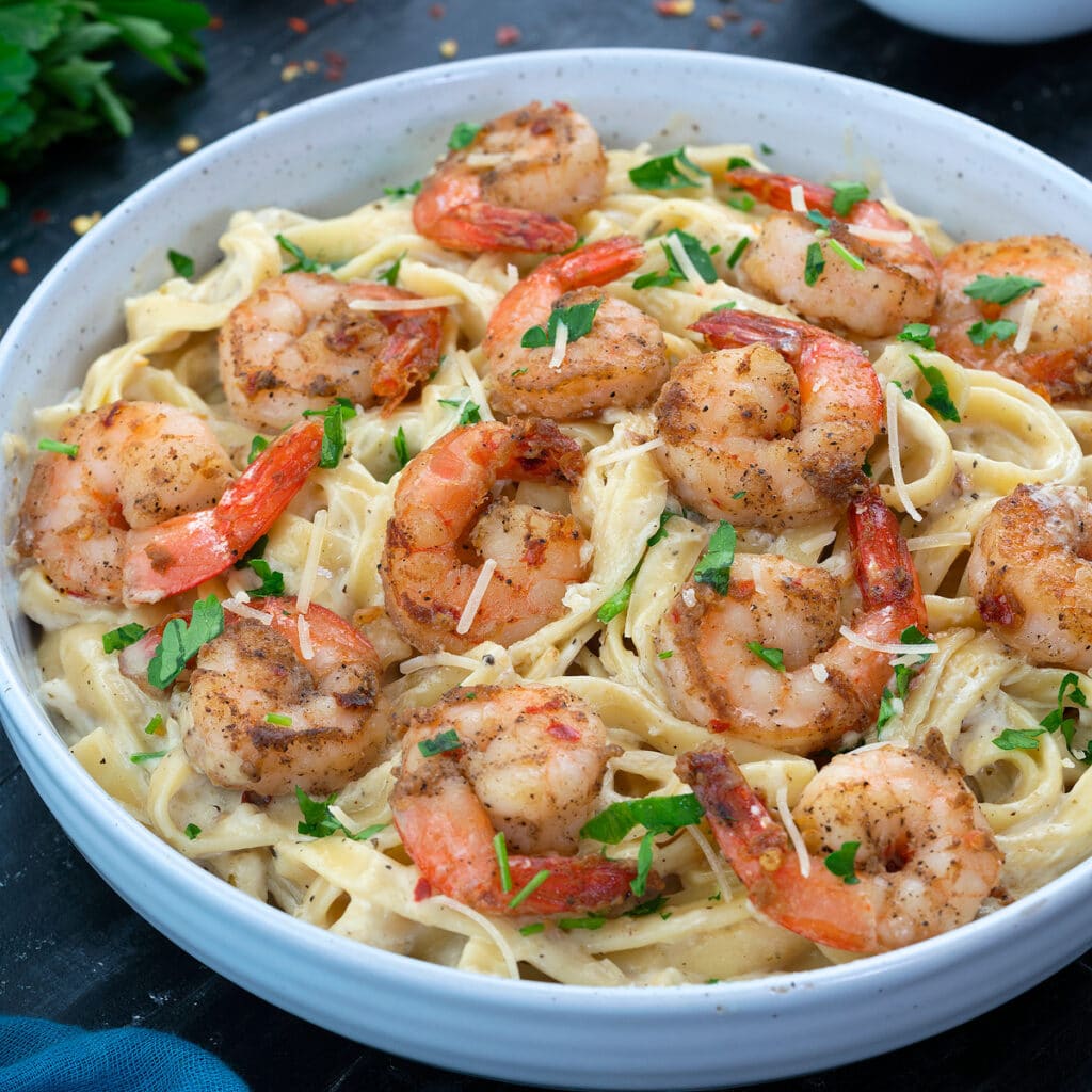 Shrimp Fettuccine Alfredo Pasta Recipe - Yellow Chili's
