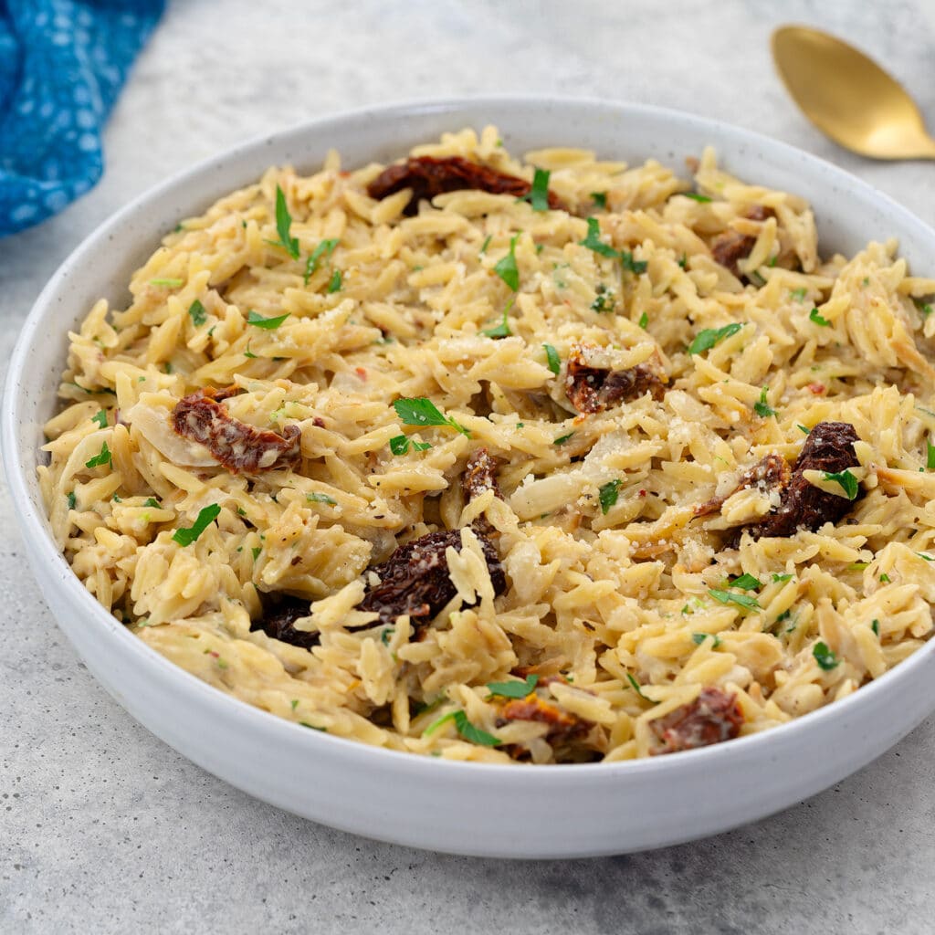 Creamy Orzo Recipe with Garlic Parmesan - Yellow Chili's